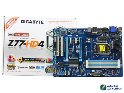 霸气四视频输出 技嘉实用Z77新品图赏_技嘉 GA-Z77-HD4_主板评测-中关村在线